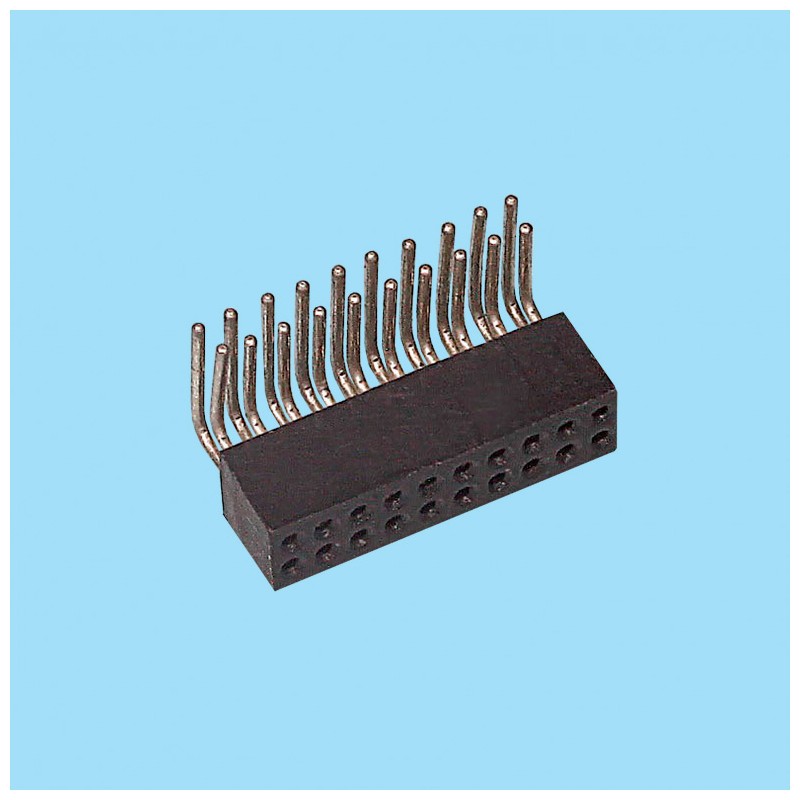 8364 / Conector hembra acodado doble fila para soldar a PCB