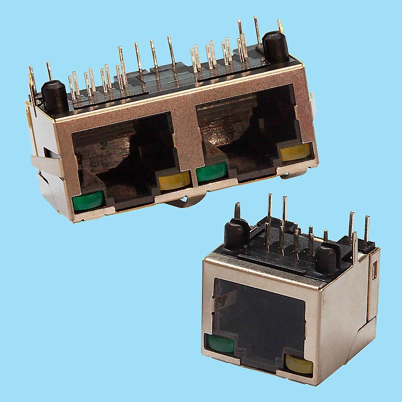 7670 / Jack múltiple acodado - Con LED y con apantallamiento