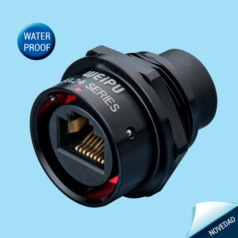 SA2412/SRJ45 | Rear-nut mount receptacle with RJ45 adapter | IP67