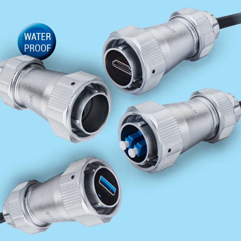 WY24 Data-TE | Plug with metal clamping nut IP67 RJ45 USB3.0 LC HDMI 2.0