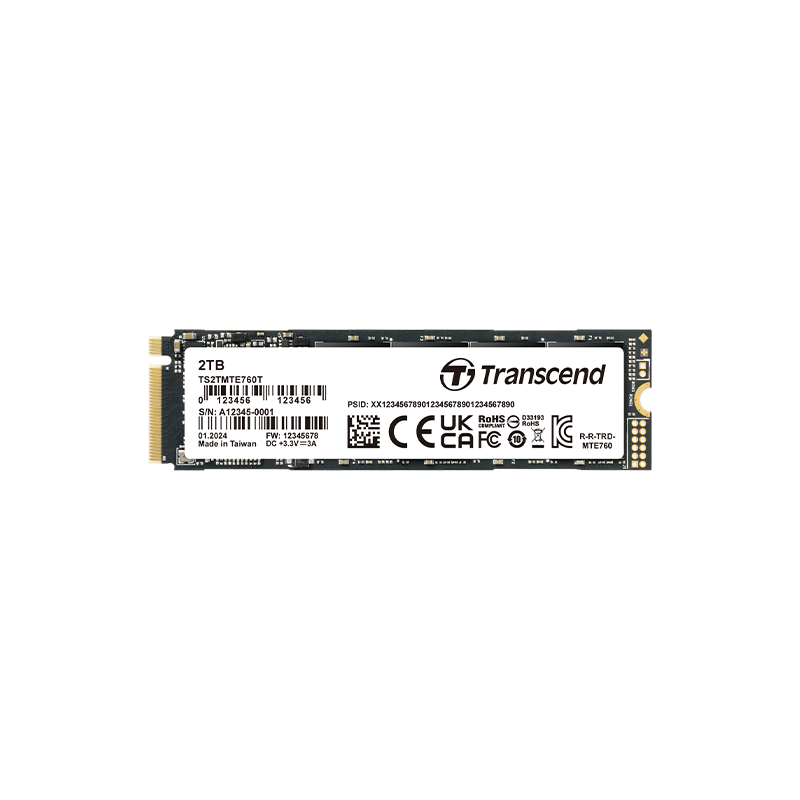 MTE760T / PCIe M.2 SSD Transcend con SED, flash 3D NAND 112 capas PCIe